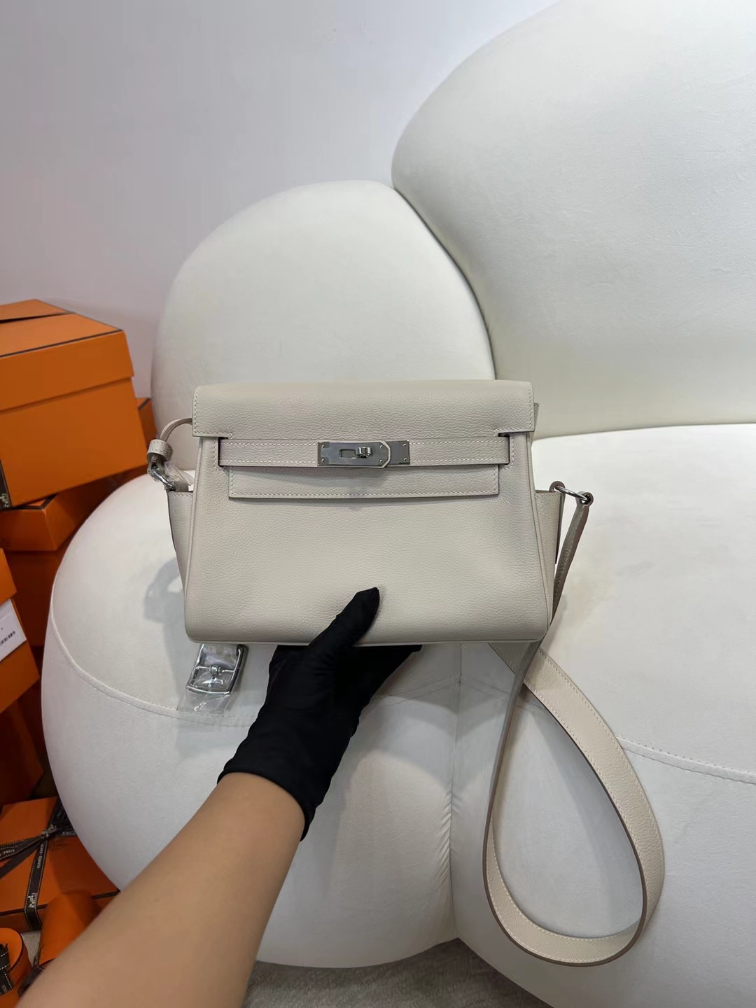 Hermes Bag Price Kelly Messenger 25CM Evercolor Leather 8L Beton Silver ...