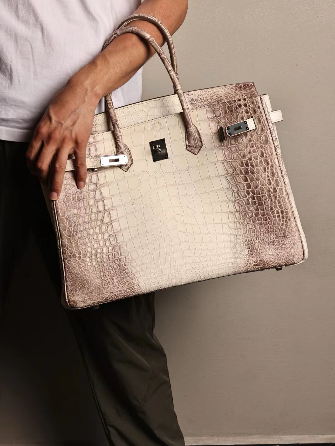 GPC Mode Hermes Birkin 40CM Himalaya Bag Crocodile Leather Silver ...