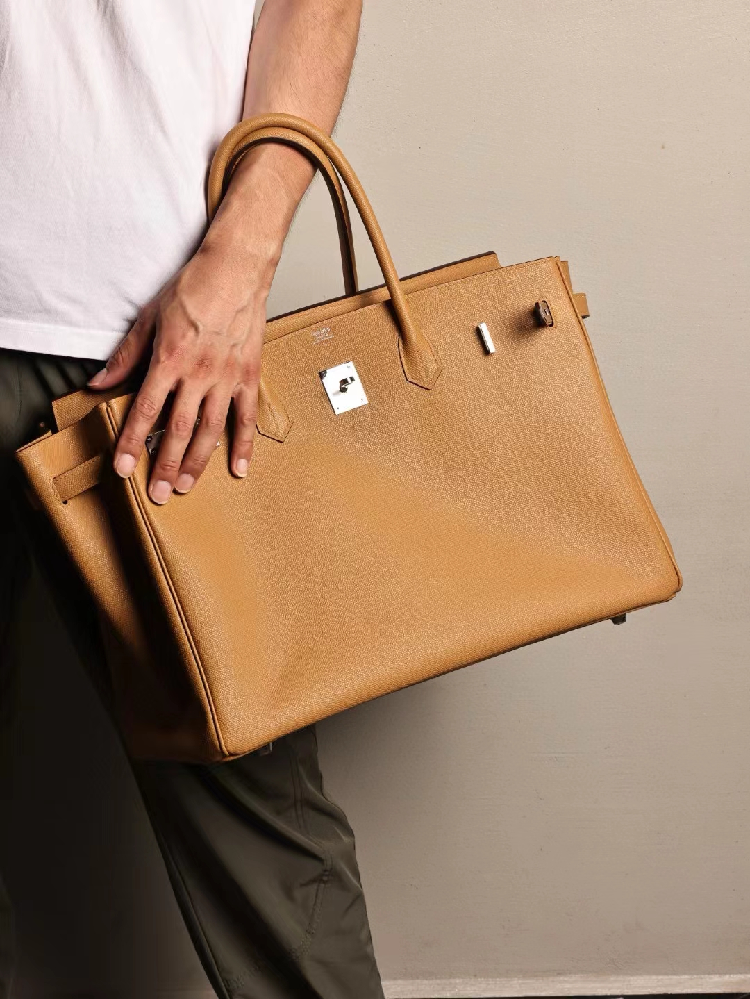 GPC Mode Hermes Men’s Bag Birkin 40CM 2S Sesame Epsom Leather Silver ...