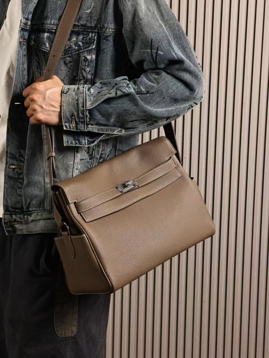 GPC Mode Kelly Messenger 33CM Togo Leather CK18 Etoupe PHW - GPC Mode ...