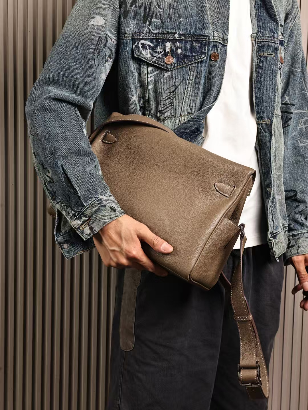 GPC Mode Kelly Messenger 33CM Togo Leather CK18 Etoupe PHW - GPC Mode ...