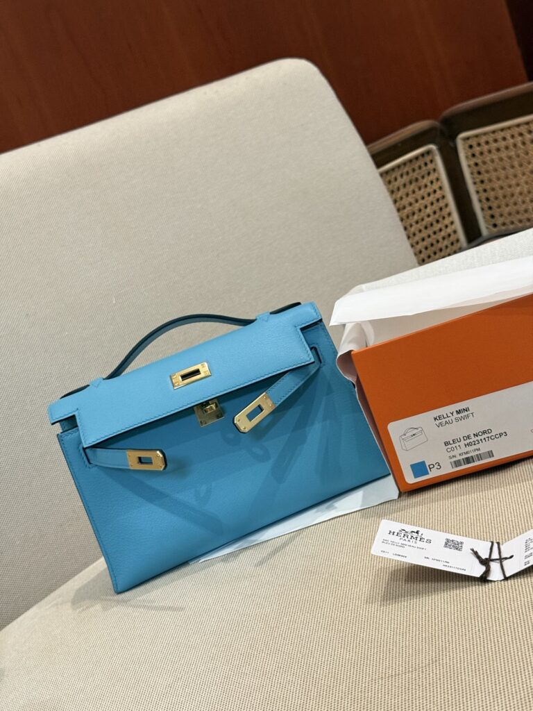 GPCMode USA Washington Kelly Pochette 22CM Swift Leather P3 Blue De ...